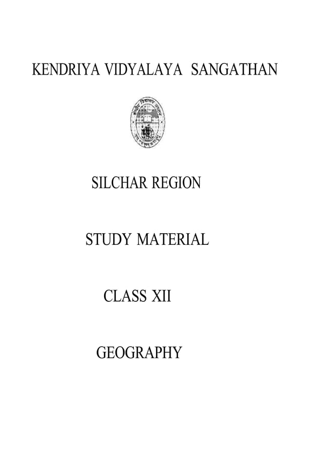 Class XII Geography Study Material | DOCX