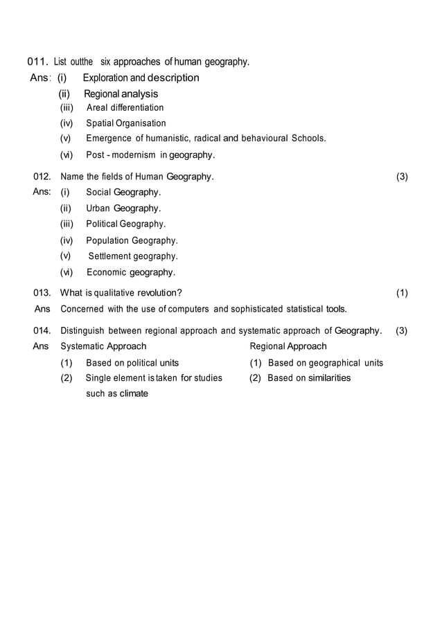 Class XII Geography Study Material | DOCX