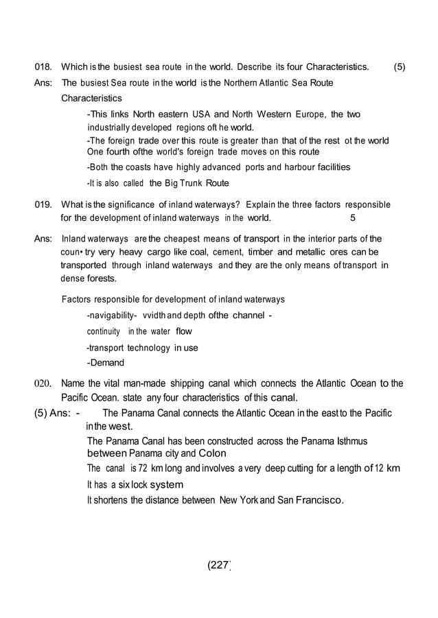 Class XII Geography Study Material | DOCX