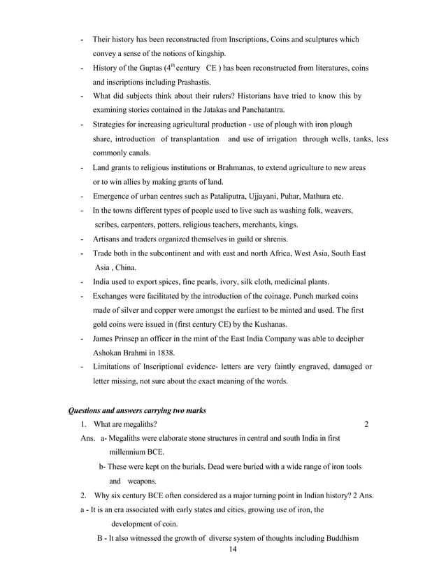 Class XII History Study Material