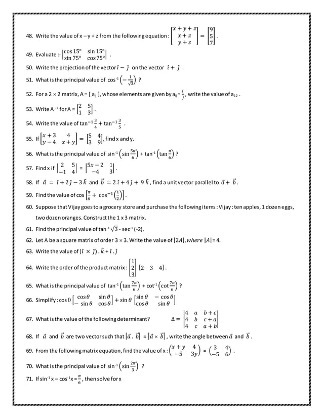 Class XII Mathematics long assignment | PDF