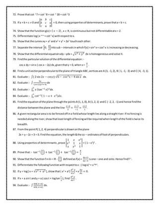 Class XII Mathematics long assignment | DOCX