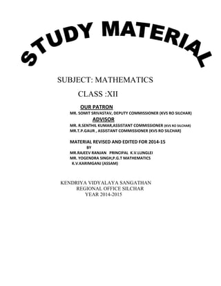Class XII Mathematics Support Material | PDF