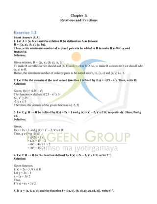 Class XII Mathematics Notes Chapter 1 Relations and Functions | PDF