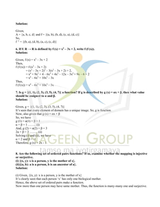 Class XII Mathematics Notes Chapter 1 Relations and Functions | PDF
