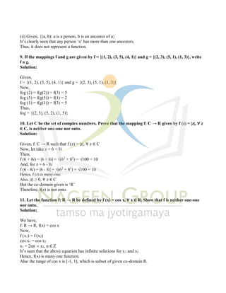 Class XII Mathematics Notes Chapter 1 Relations and Functions | PDF