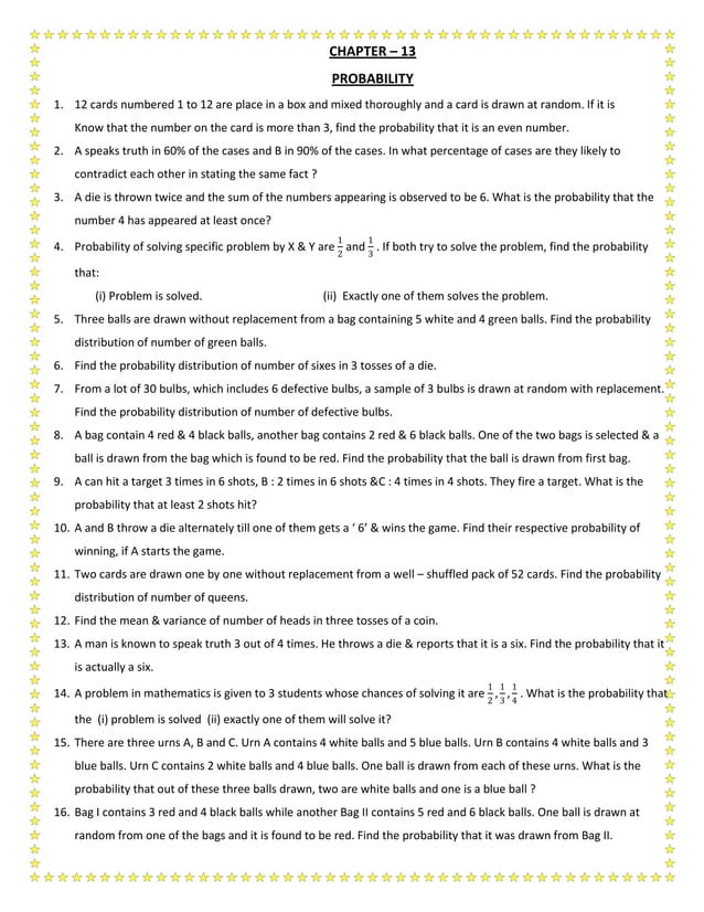 Class xii probability | PDF