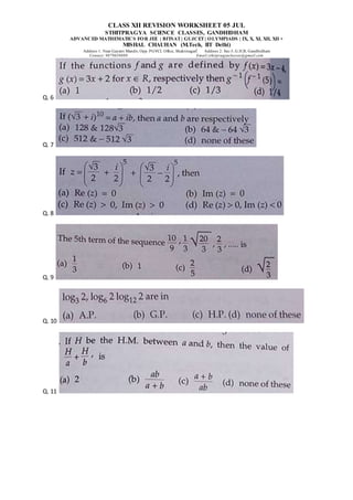 Class xii revision worksheet 20 jul | DOCX | Educational Assessment ...