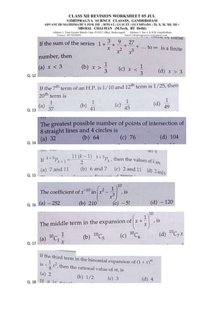 Class xii revision worksheet 20 jul | DOCX | Educational Assessment ...
