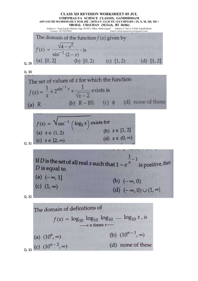 Class xii revision worksheet 20 jul | DOCX | Educational Assessment ...