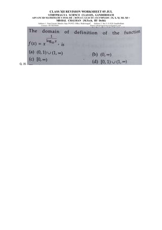 Class xii revision worksheet 20 jul | DOCX | Educational Assessment ...