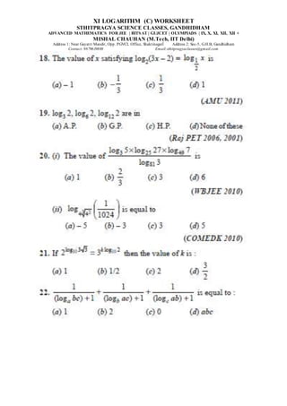 Class xi logarithm (c) worksheet | DOCX