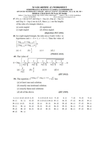 Class xi logarithm (c) worksheet | DOCX