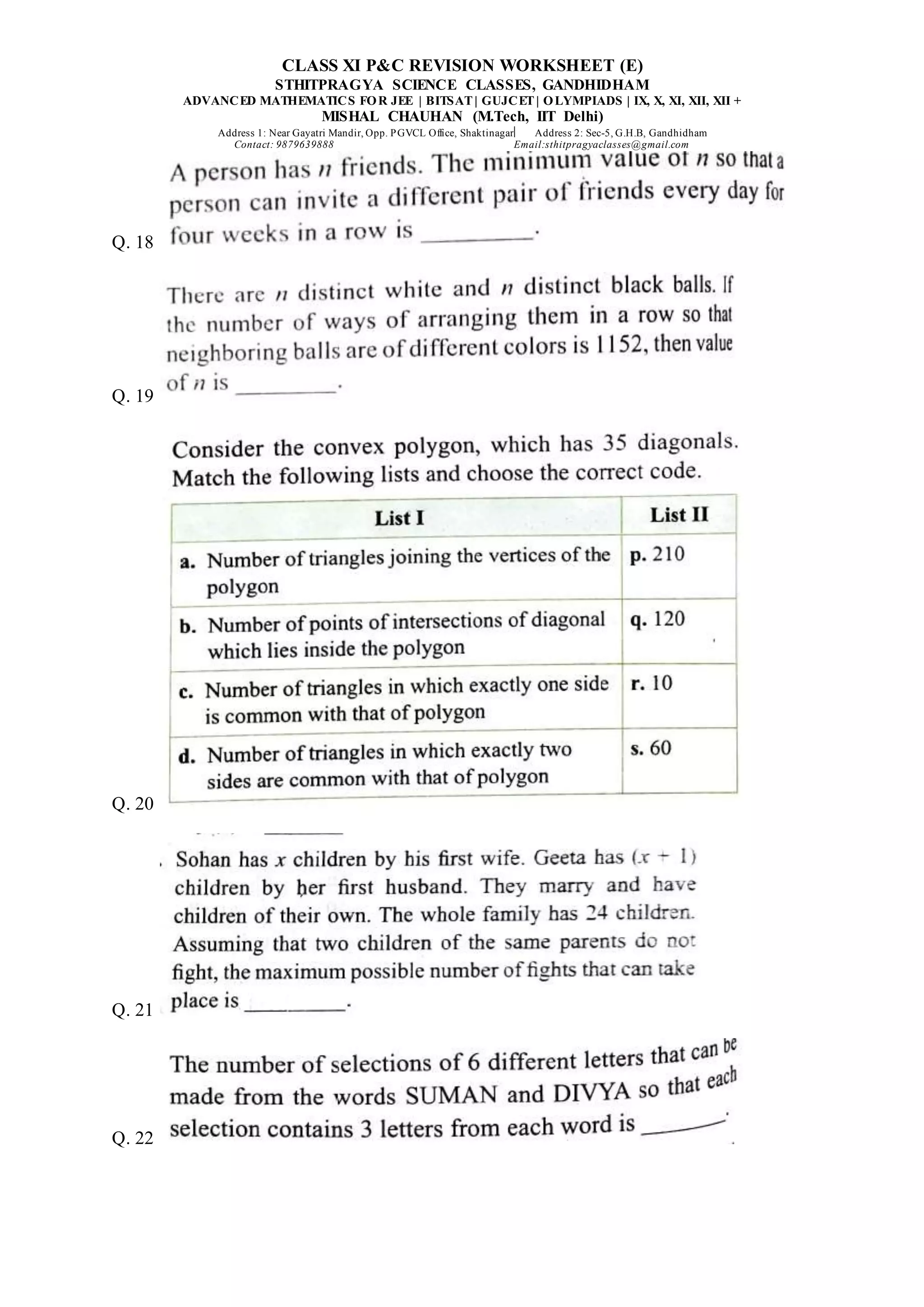 Class XI P&C Worksheet 2 (E) | DOCX | Educational Assessment | Education