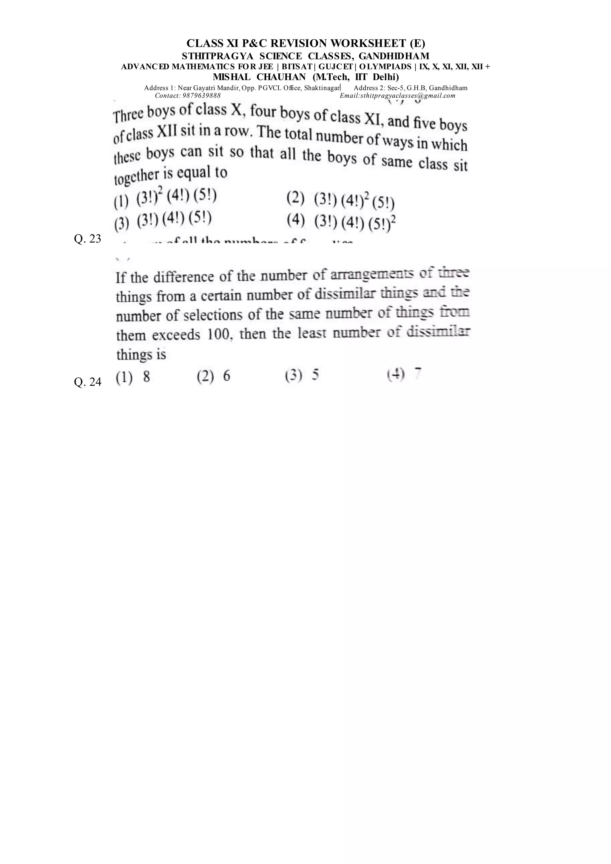 Class XI P&C Worksheet 2 (E) | DOCX | Educational Assessment | Education