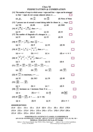 Class xi permutation & combination worksheet | DOCX