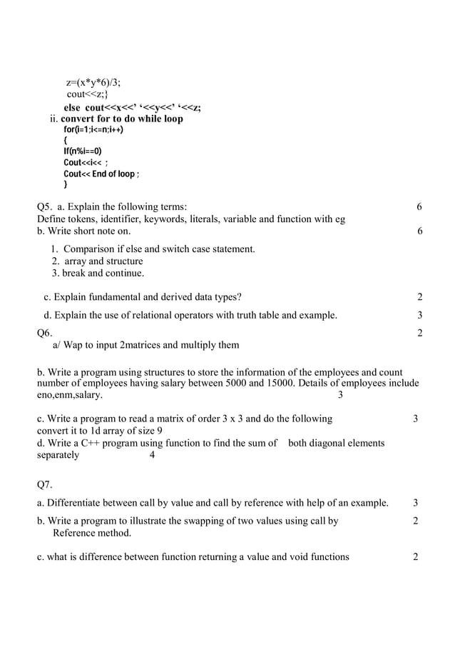 Class xi sample paper (Computer Science) | PDF