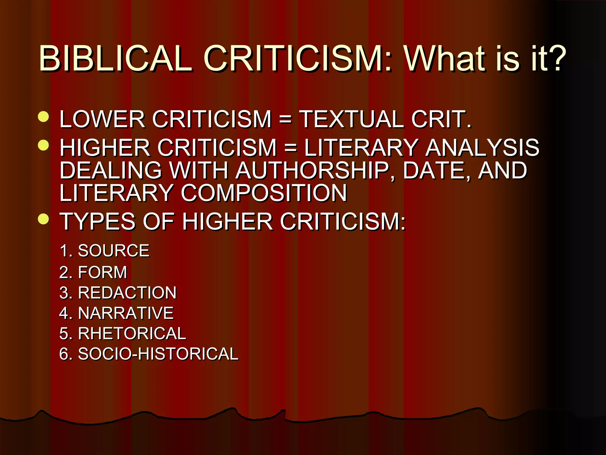 THE JESUS SEMINAR AND RADICAL HIGHER CRITICISM | PPT