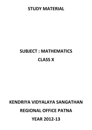 Class X Mathematics Study Material | PDF