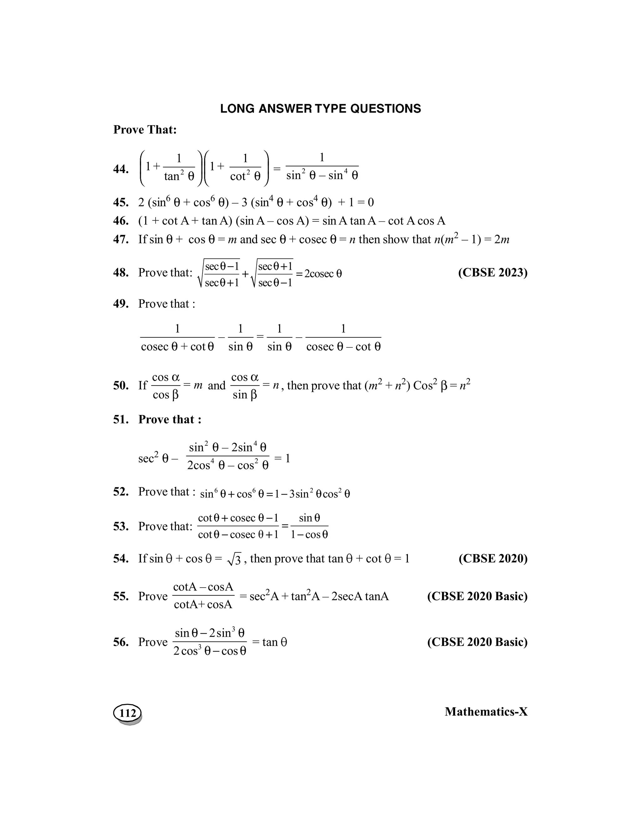 CLASS X MATHS SUPPORT MATERIAL 2023-24 BY DIRECTORATE OF EDUCATION ...