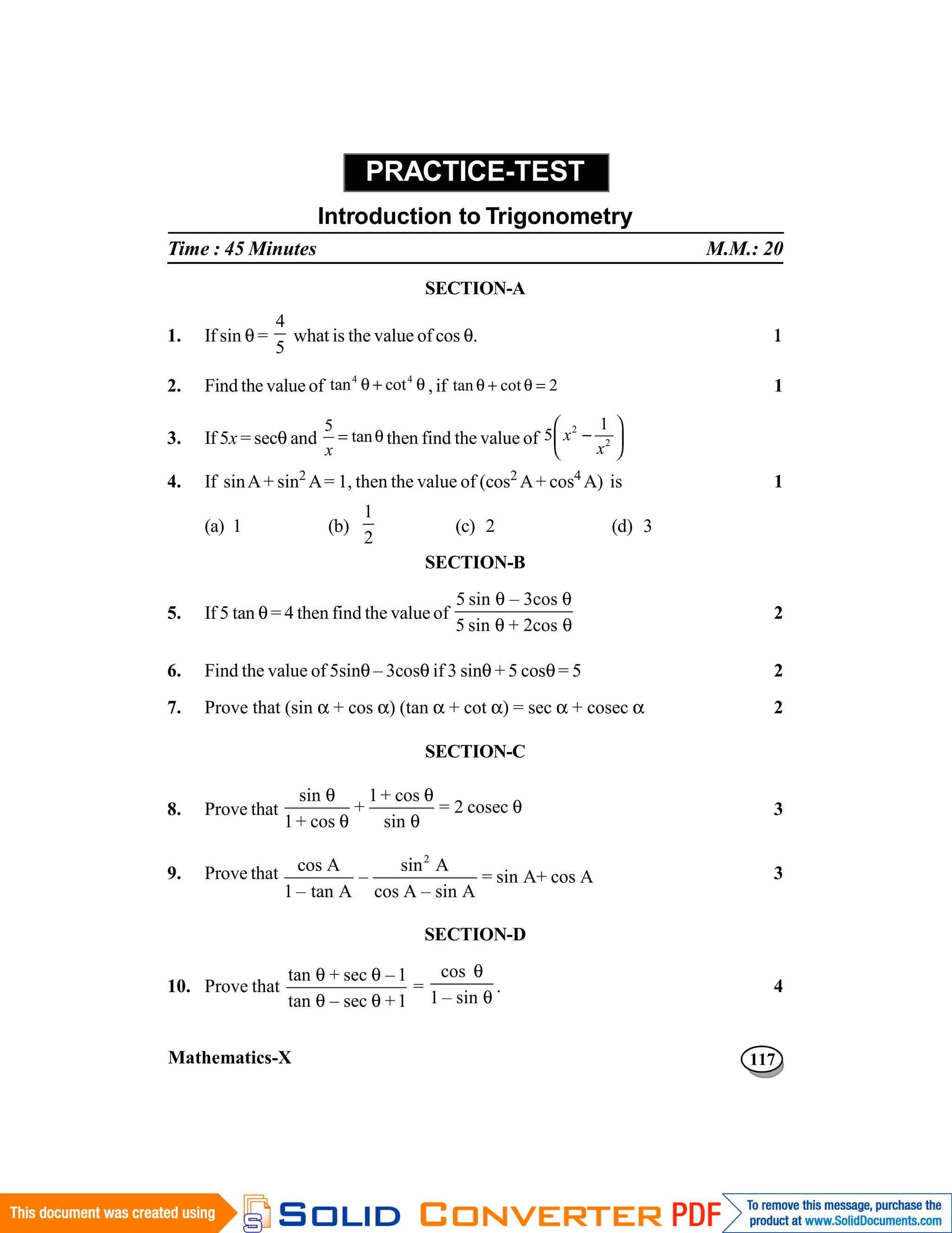 CLASS X MATHS SUPPORT MATERIAL 2023-24 BY DIRECTORATE OF EDUCATION ...