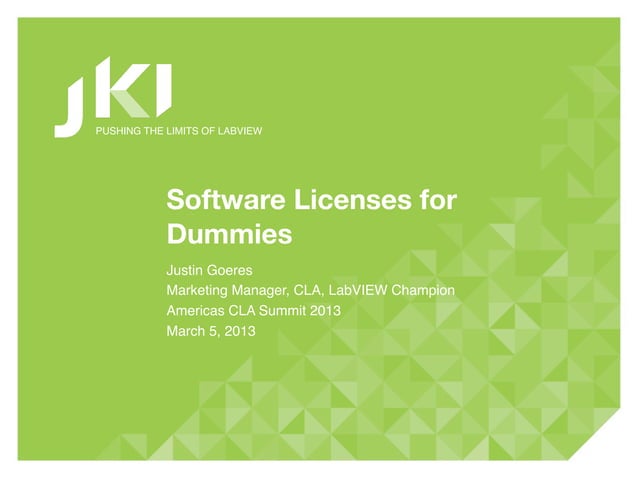 CLA Summit 2013: Software Licenses for Dummies | PPT