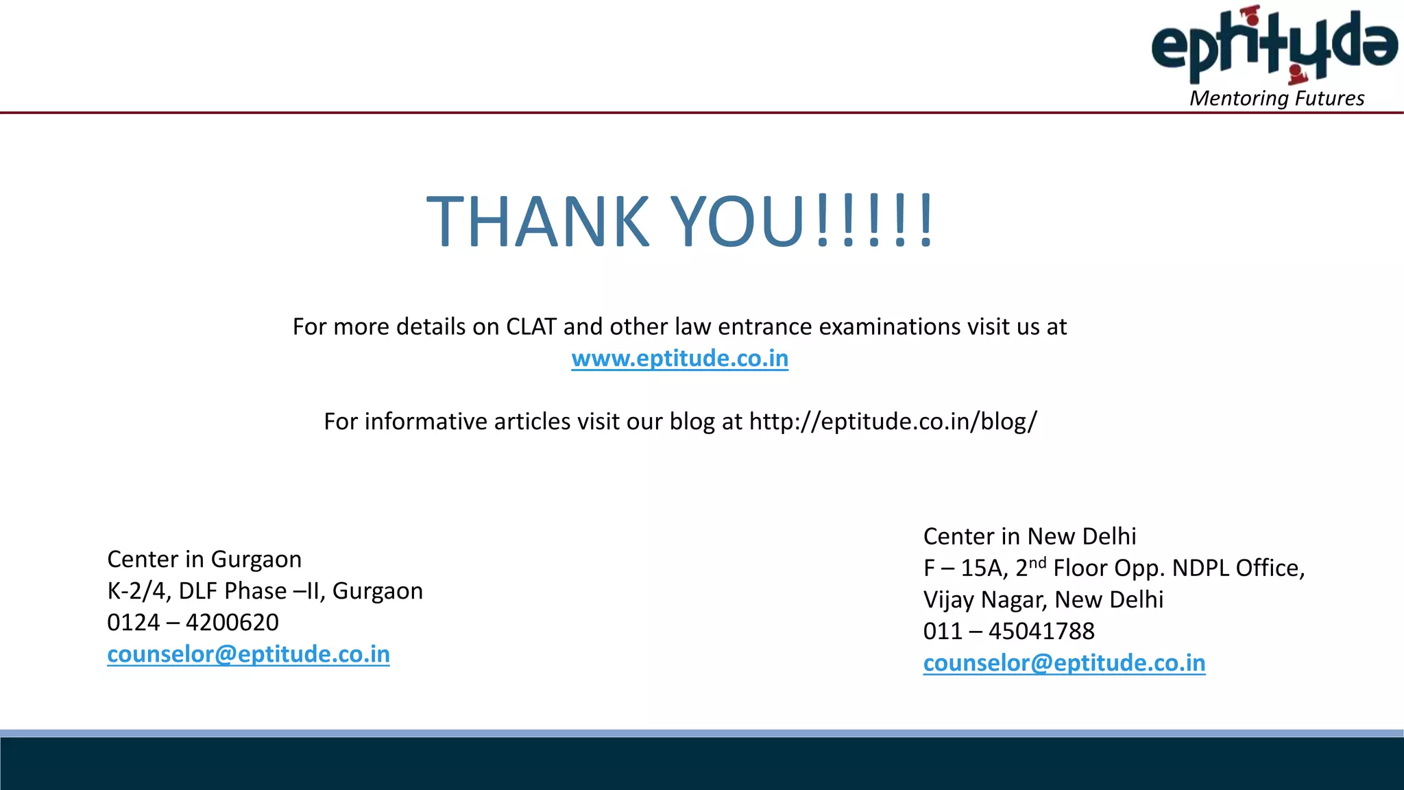 Introduction to CLAT and other Law entrance examinations | PPTX