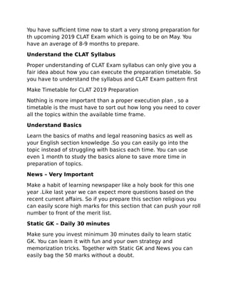 CLAT 2019 Exam Details | PDF