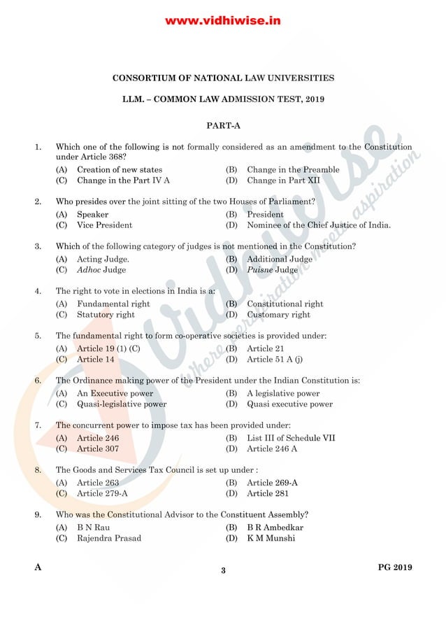 CLAT 2019 PG Question Paper | PDF