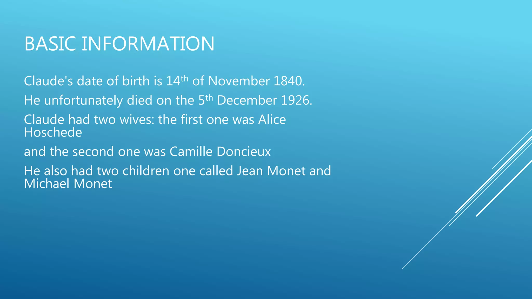 Claude monet | PPTX | Arts and Crafts | Hobbies & Interests