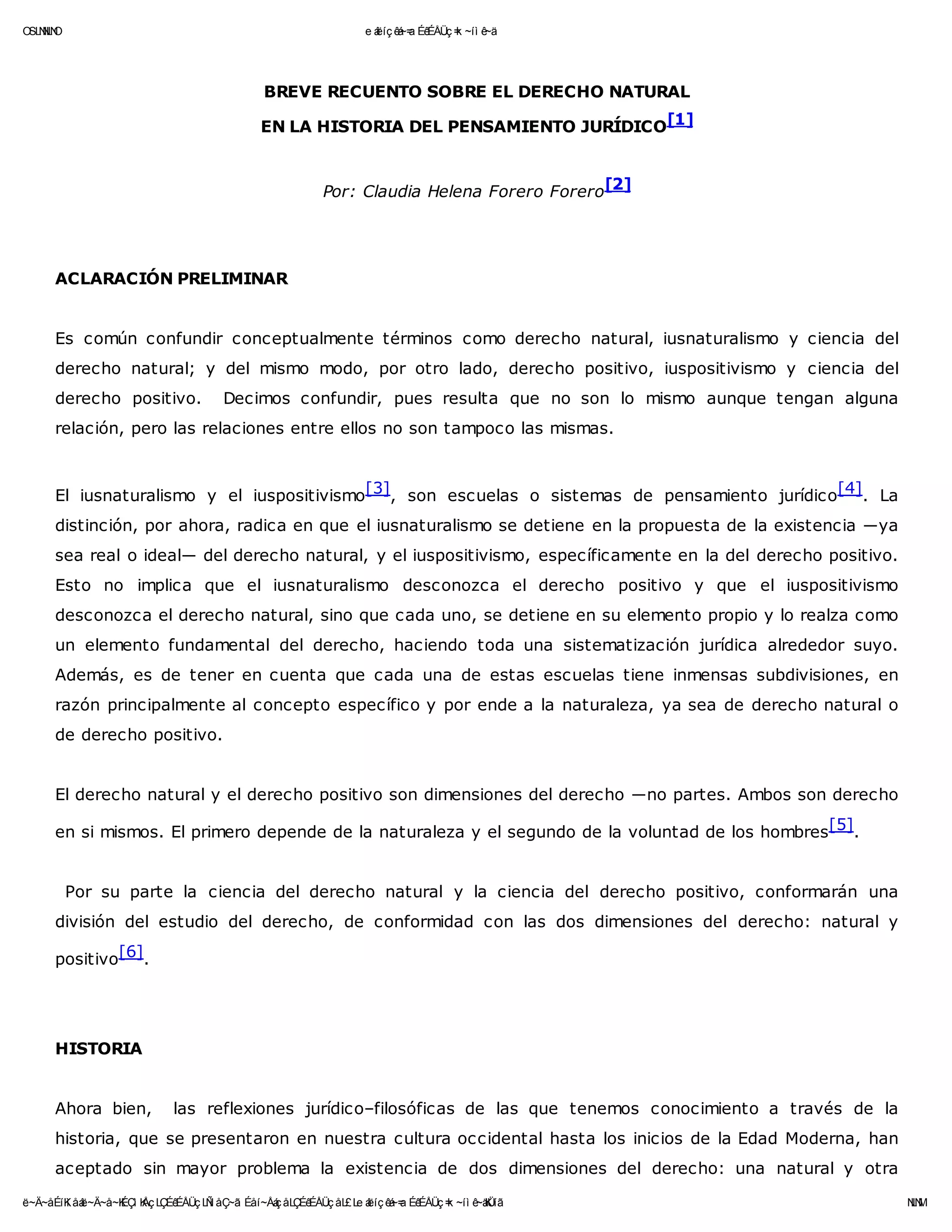 Claudia helena forero breve recuento sobre el derecho natural en la ...