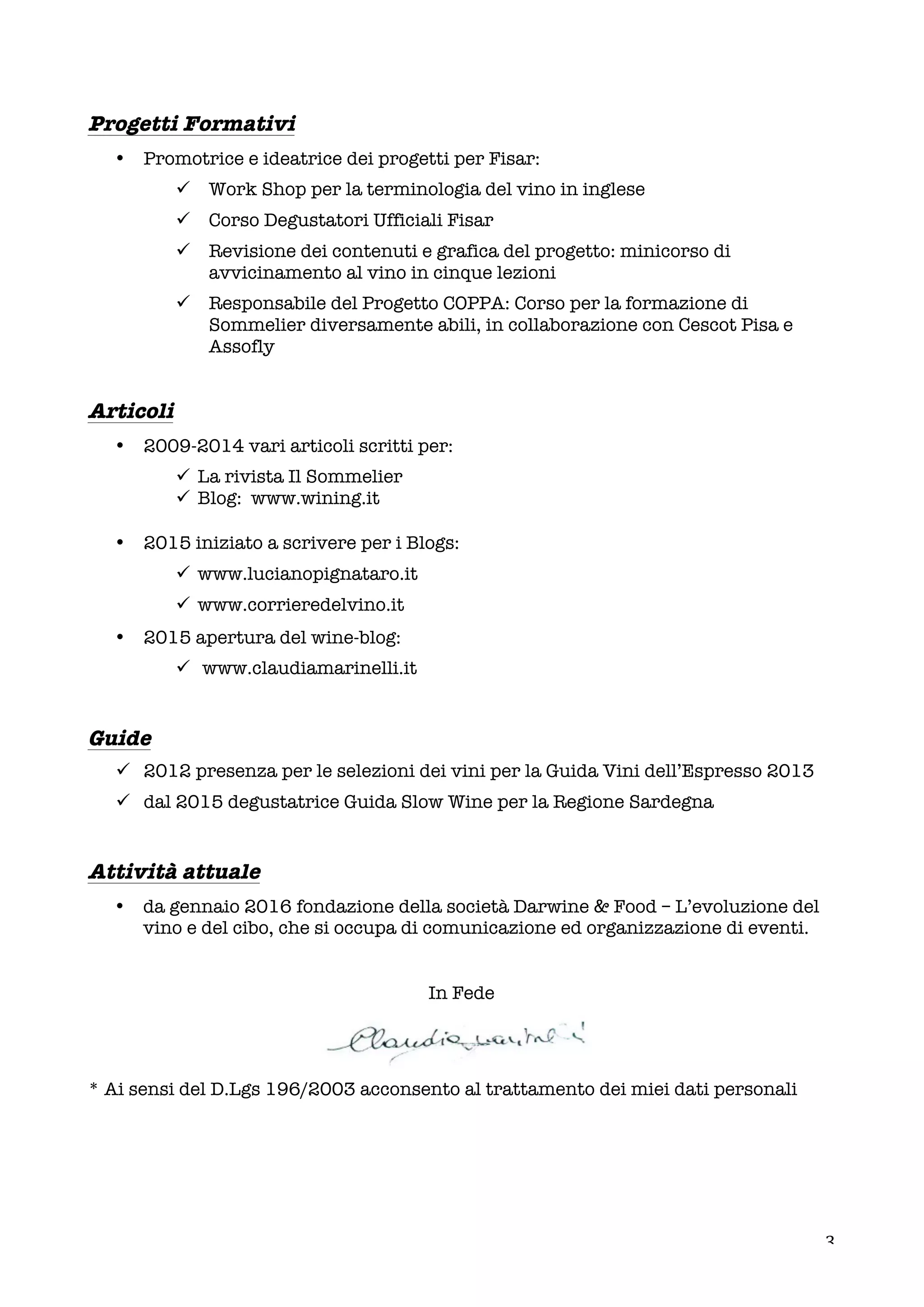 Claudia Marinelli CV | PDF