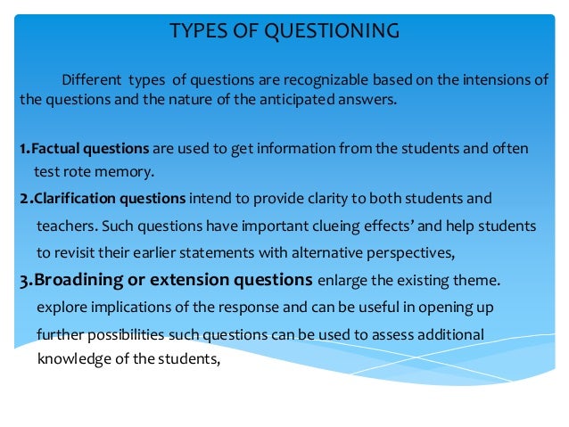 Types Of Questions