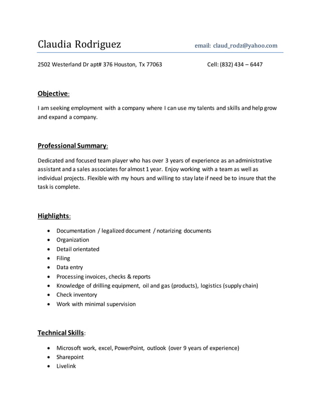 Claudia rodriguez resume | DOCX
