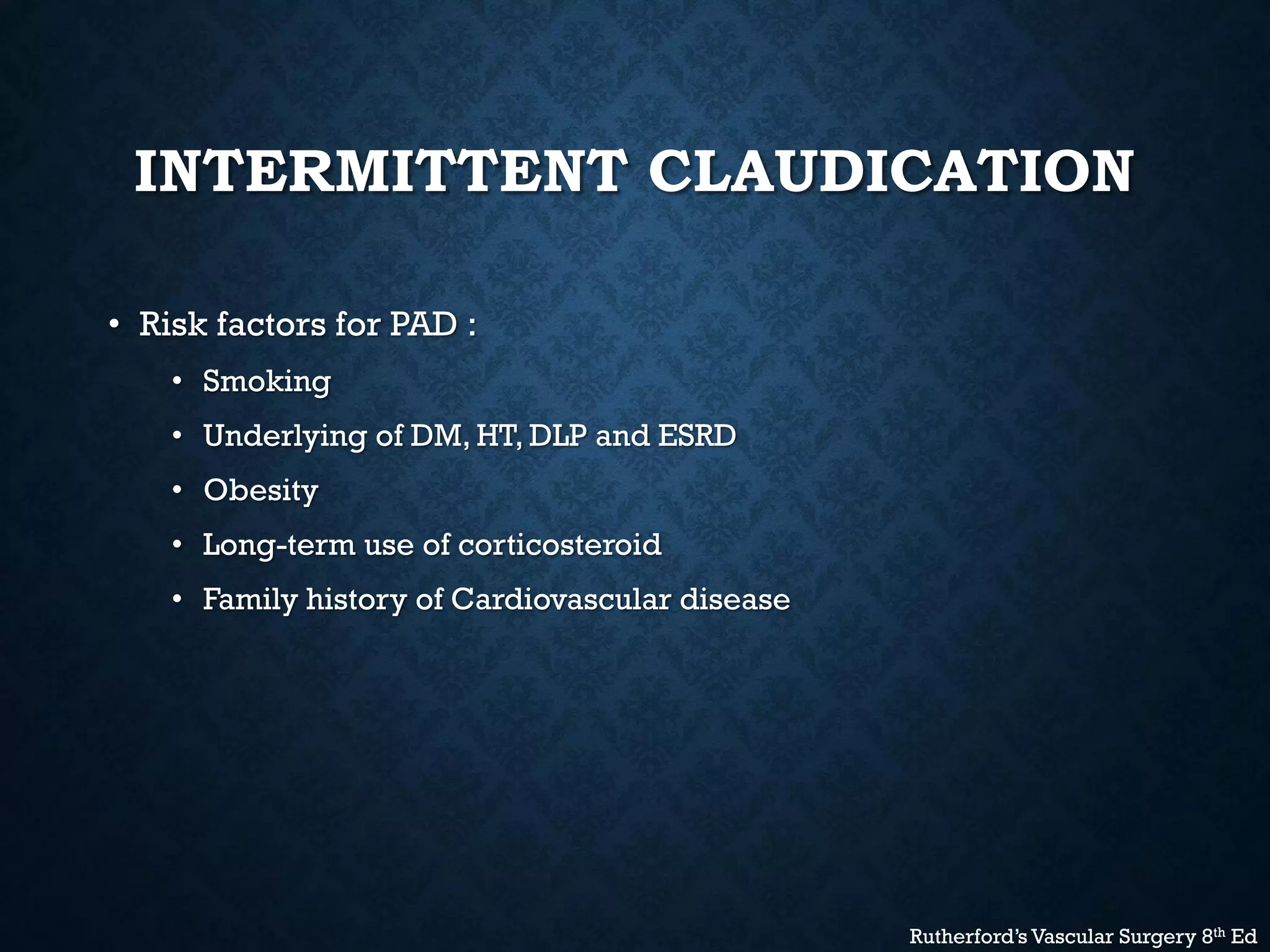 Topic of Vascular Claudication | PDF