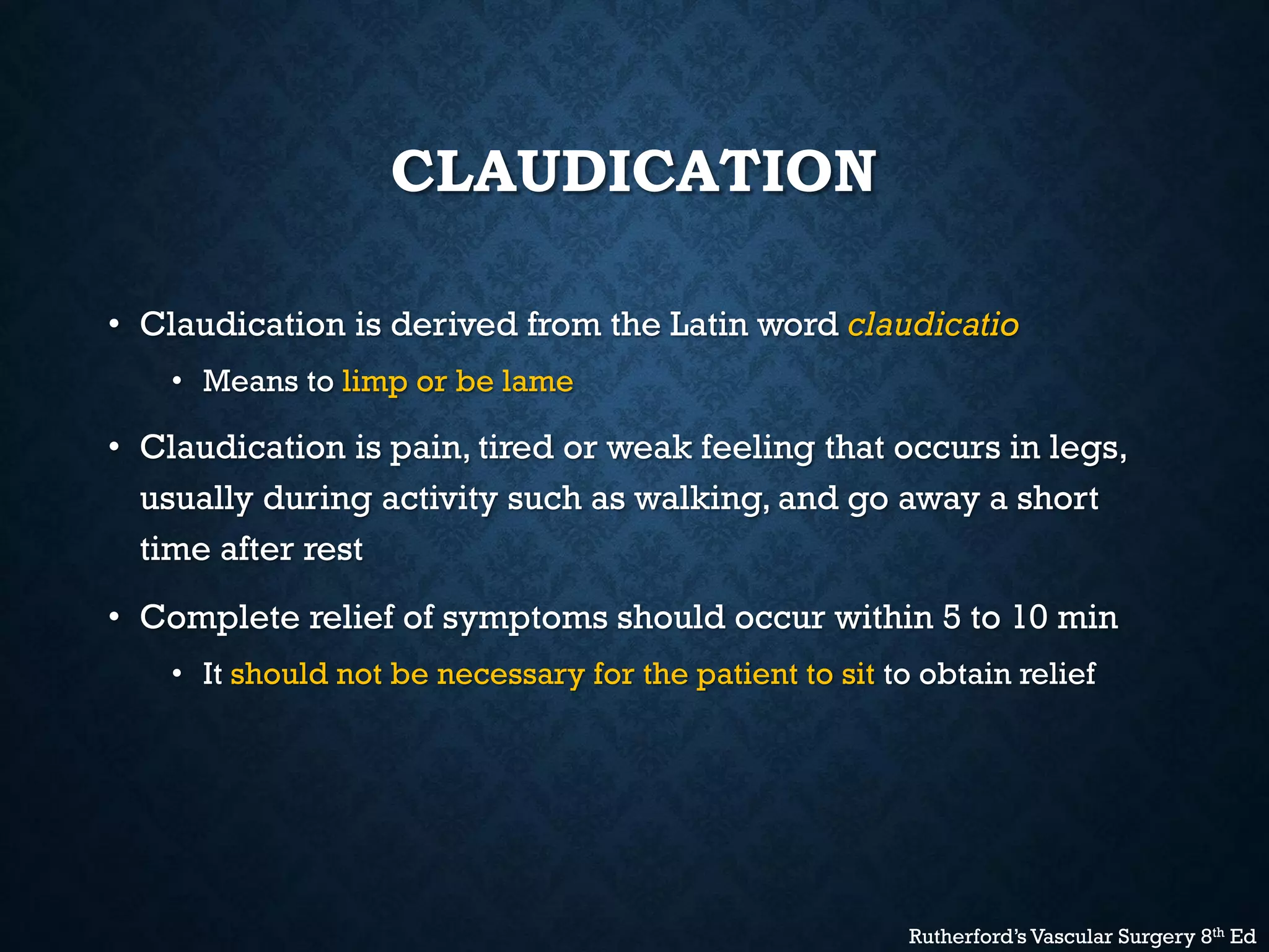 Topic of Vascular Claudication | PDF