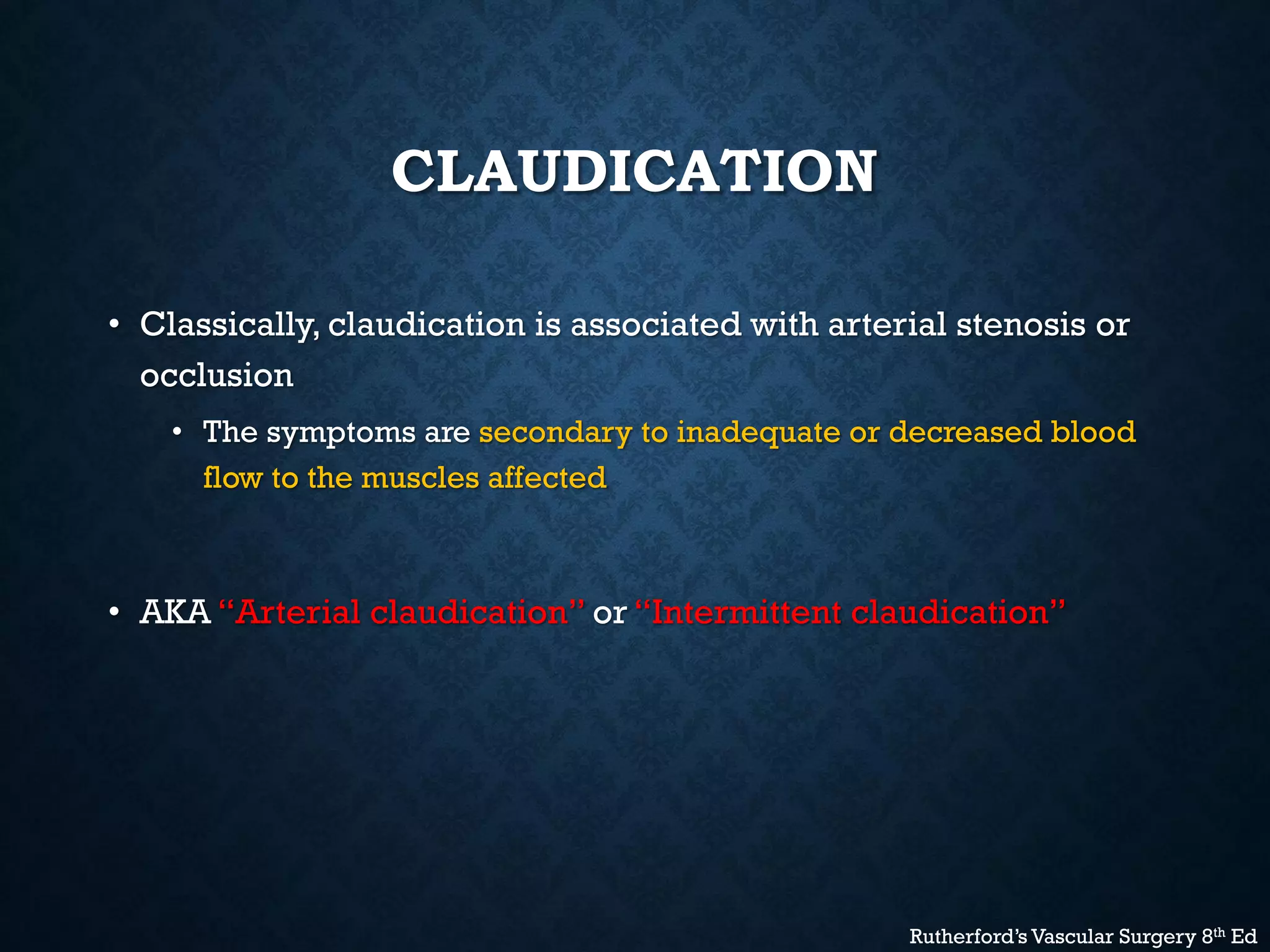 Topic of Vascular Claudication | PDF