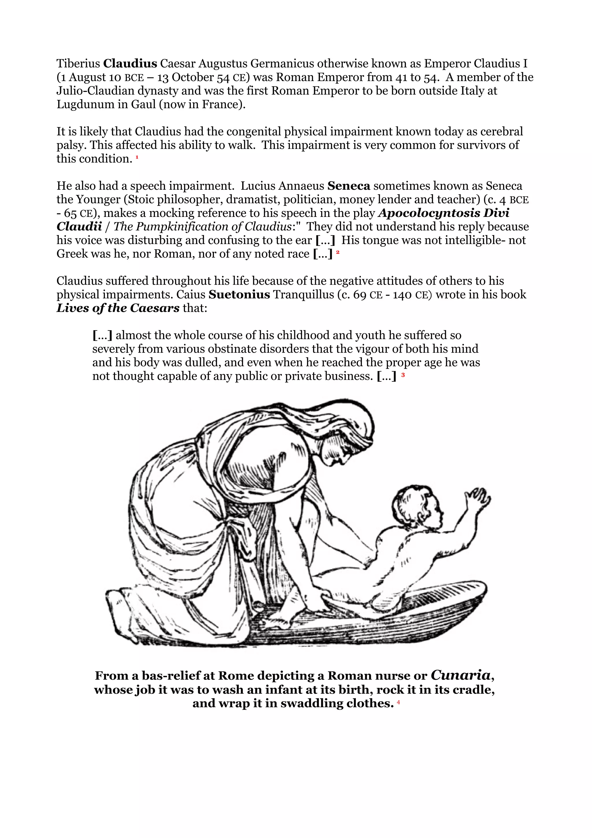 Claudius I the man, his physical impairment, and reactions to it | PDF