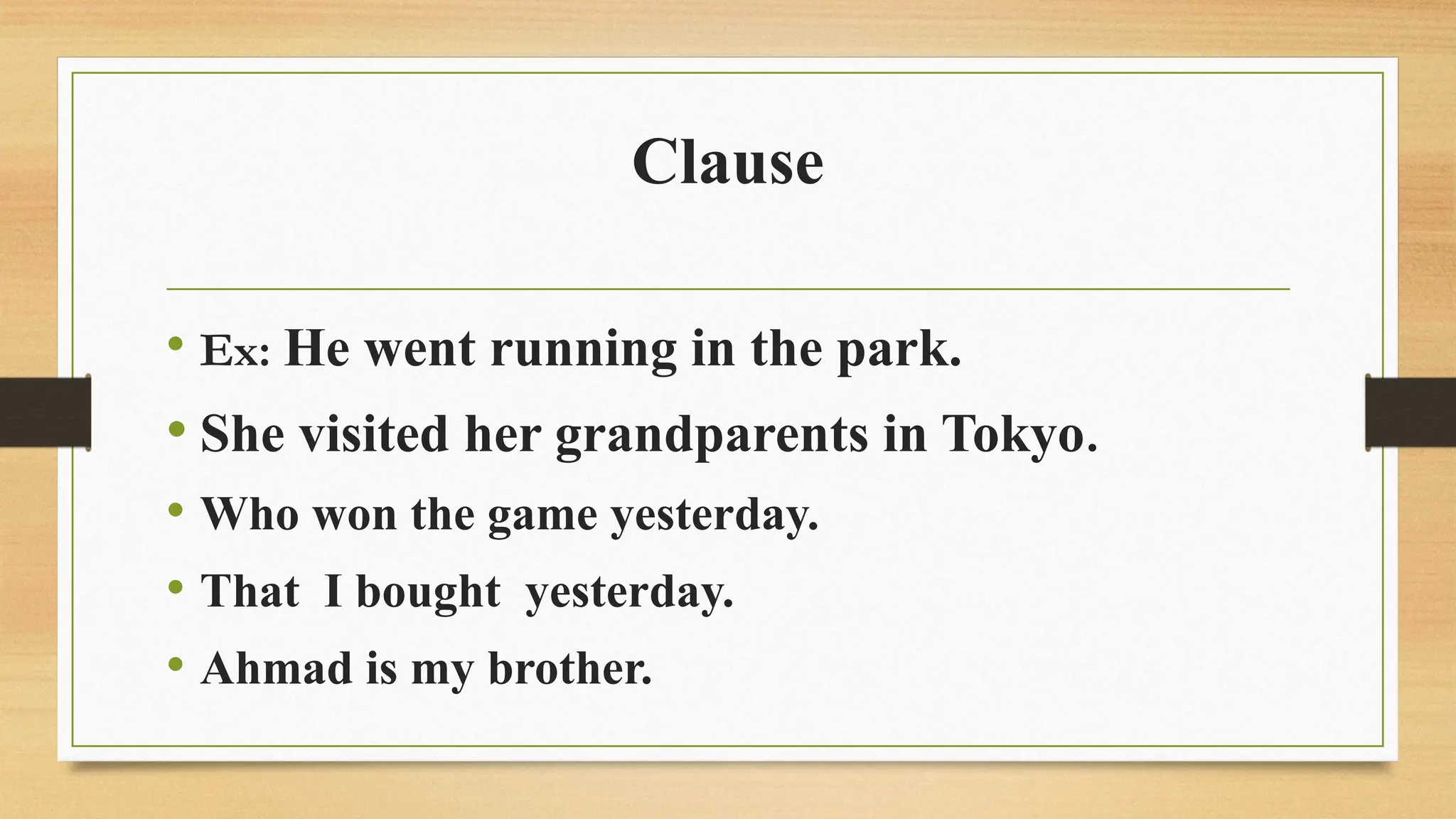 Overview of clauses in english language to review | PPTX | Law