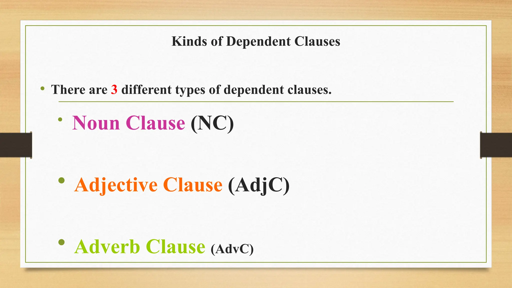 Overview of clauses in english language to review | PPTX | Law