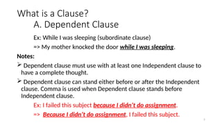 Clause: explanation with example sentences | PPT
