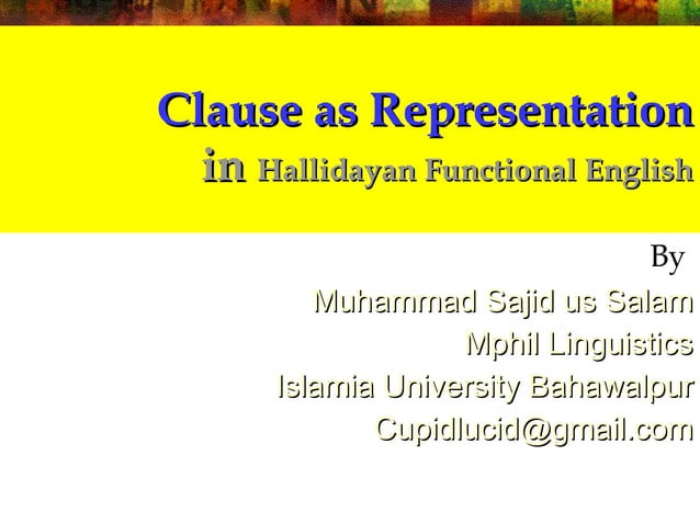 Clause As Representation In Functional Grammar | PPT