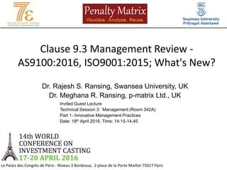 AS 9100:2016 and ISO 9001:2015 - Clause 9.3 Management Review : What's ...