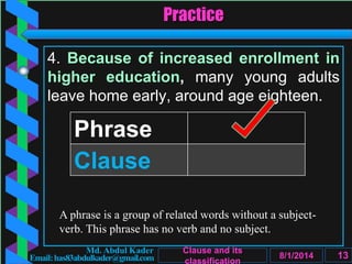 Clause (Part 1 of 10)- Clause and its classificaiton | PPTX