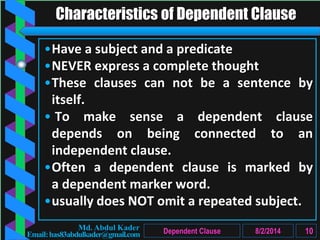 Clause (Part 3 of 10)-Dependent Clause | PPTX