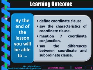 Clause (Part 4 of 10)- Coordinate clause | PPTX