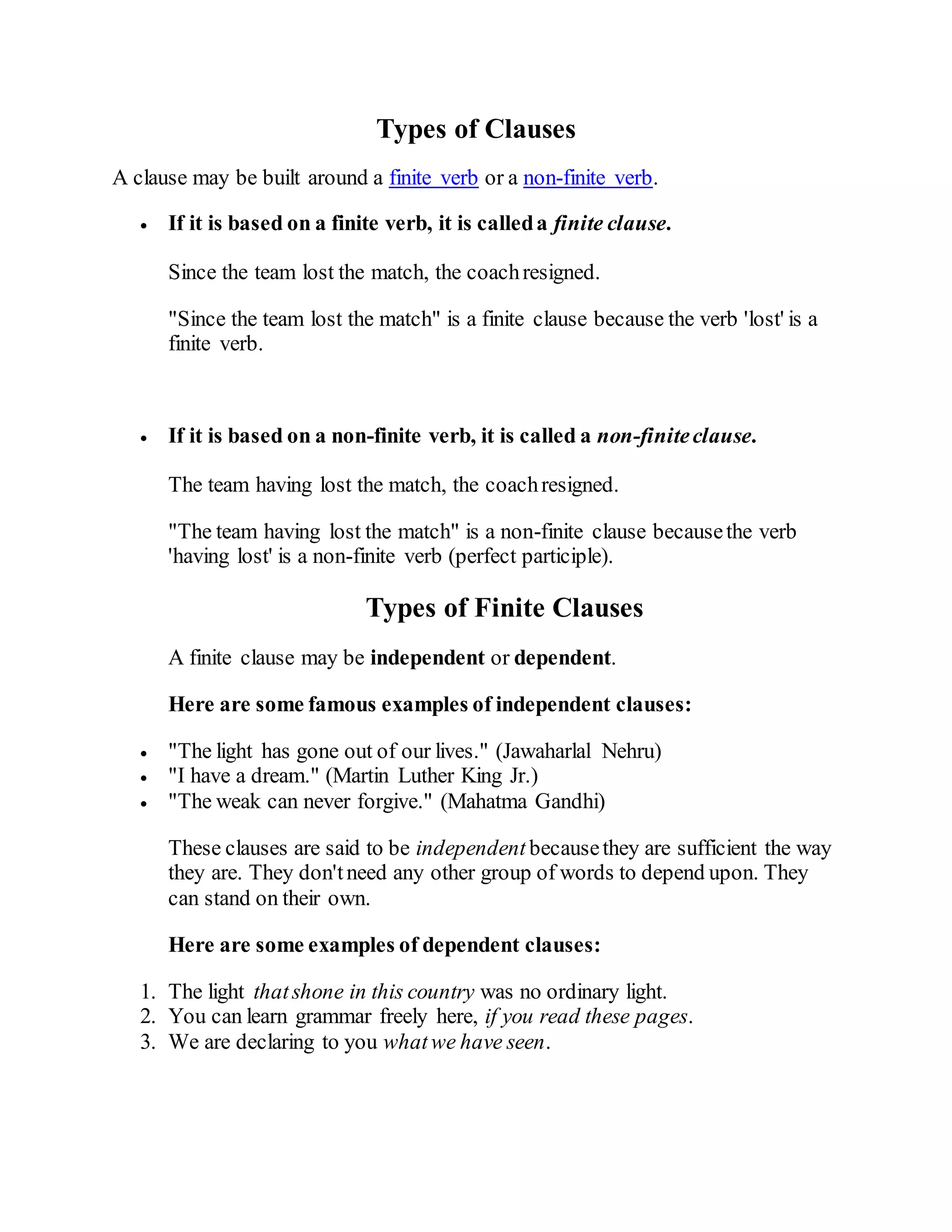 Clauses and its types | DOCX