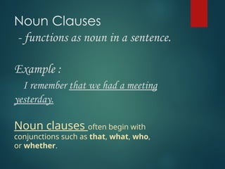 Clauses-definition and main types with examples | PPT