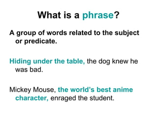 Clauses and phrases presentation for young learners | PPT