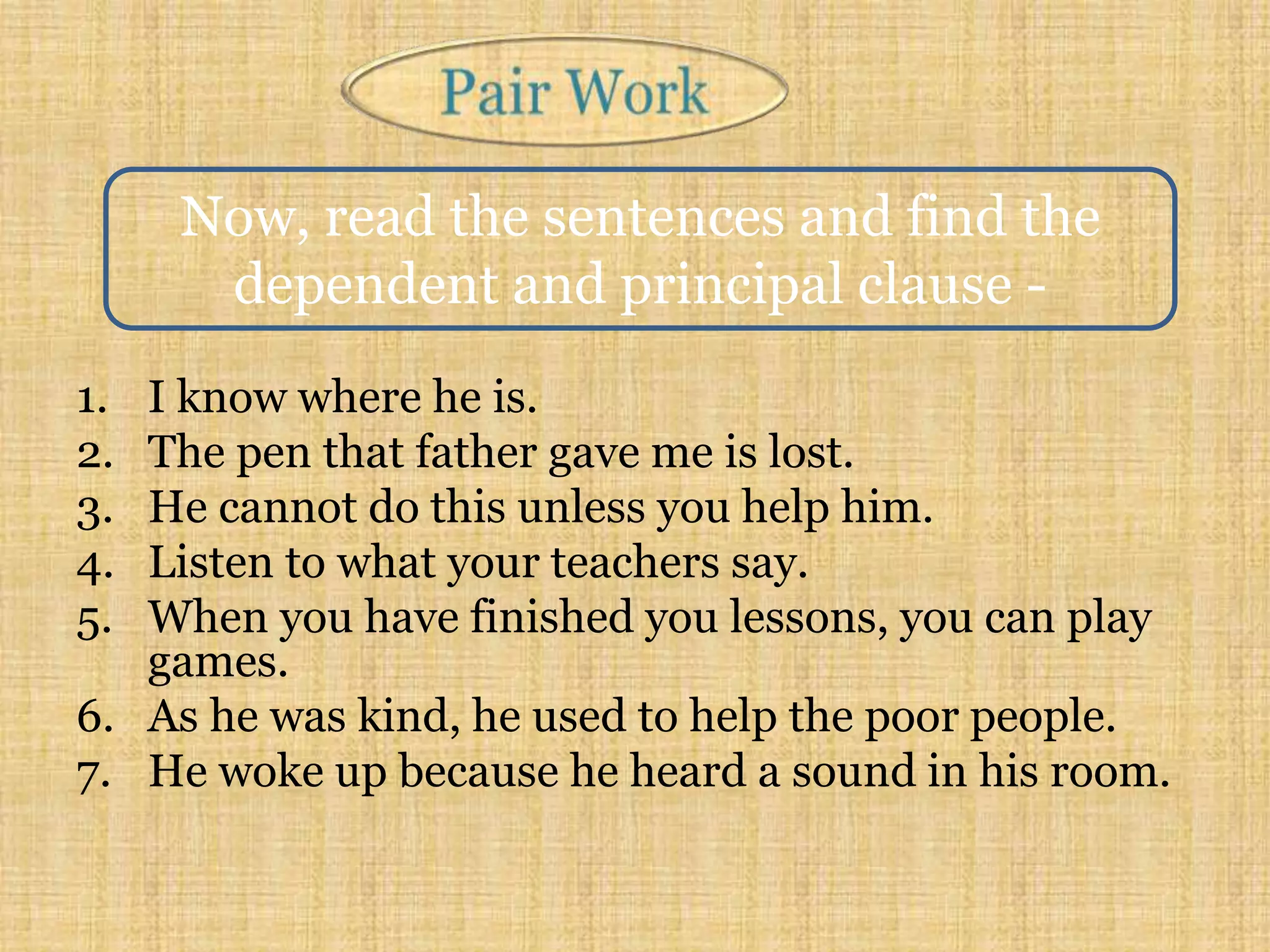 Clauses parts of a sentence | PPTX